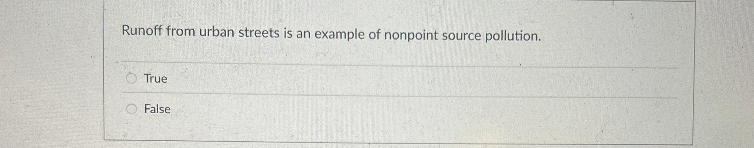 Solved Runoff from urban streets is an example of nonpoint | Chegg.com