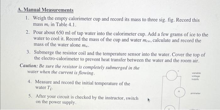 Solved C. Data AnalysisA. Manual Measurements 1. Weigh the | Chegg.com