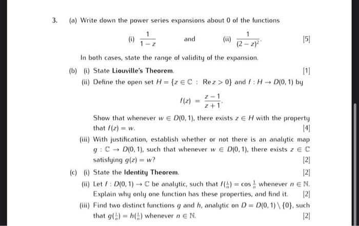 Solved (a) Write down the power series expansions about 0 of | Chegg.com