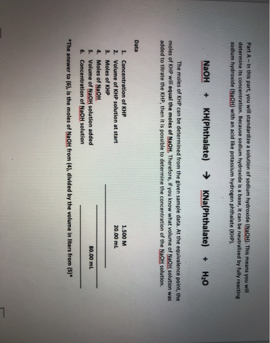 Solved Part A-in this part, you will standardize a solution | Chegg.com