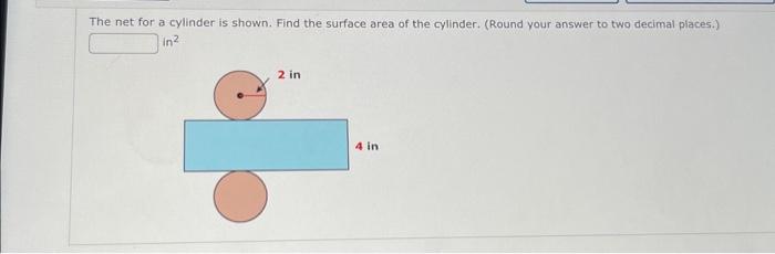 Solved The net for a cylinder is shown. Find the surface | Chegg.com