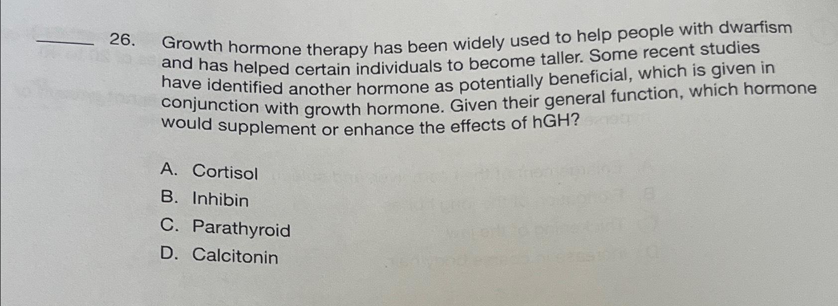Solved Growth hormone therapy has been widely used to help | Chegg.com