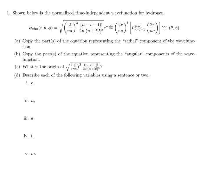 Solved 1 Shown Below Is The Normalized Time Independent