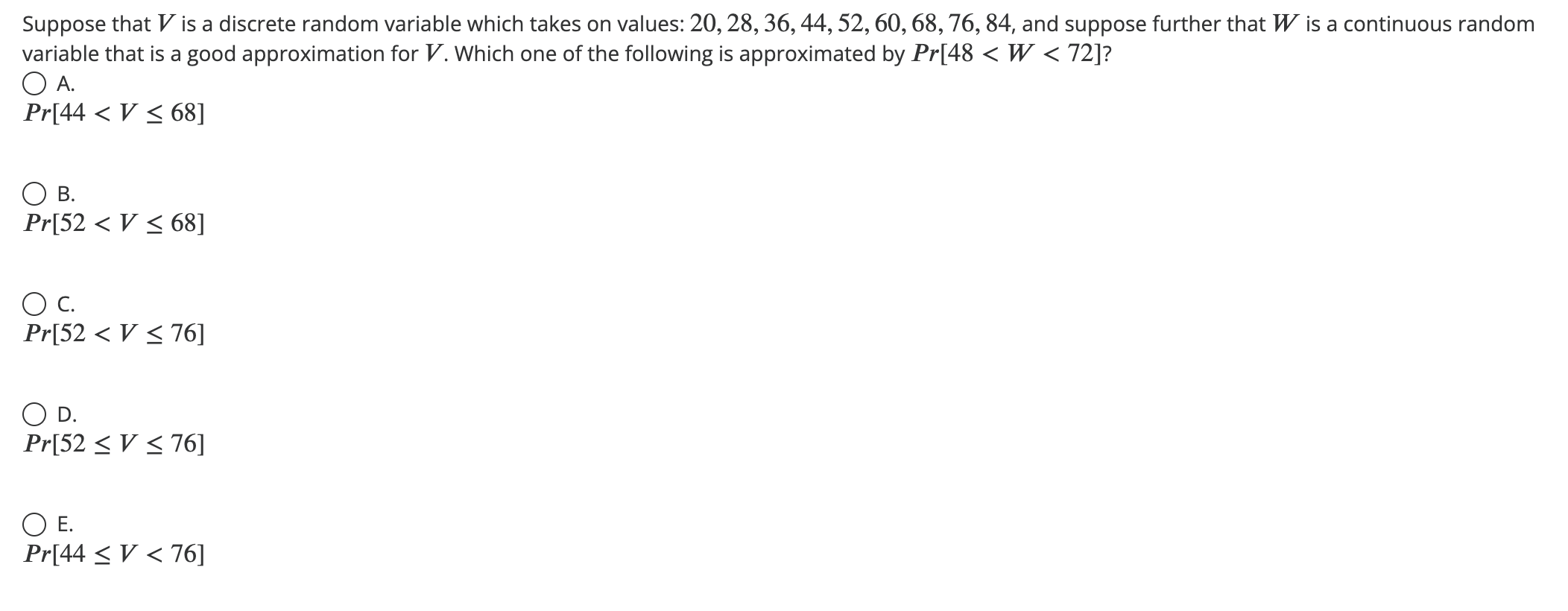 Solved Suppose that V ﻿is a discrete random variable which | Chegg.com