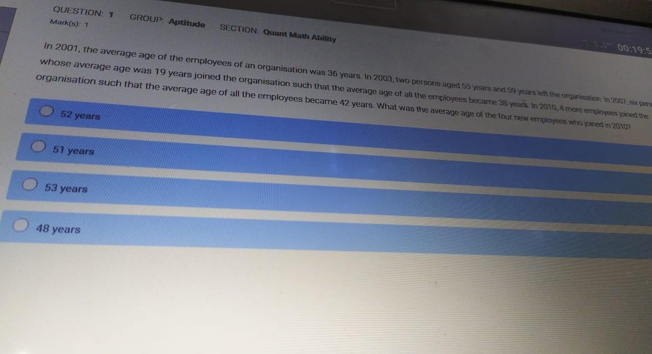 Solved In 2001 , the average age of the employees of an | Chegg.com