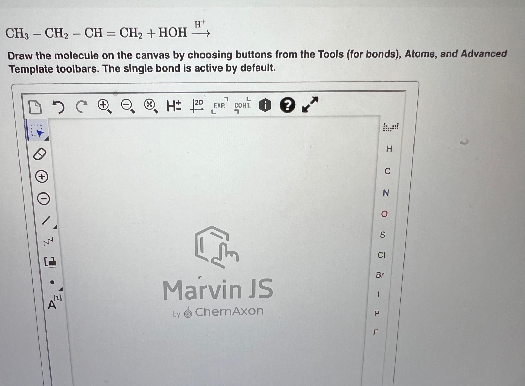 Solved CH3-CH2-CH=CH2+HOHlongrightarrowH+Draw the molecule | Chegg.com