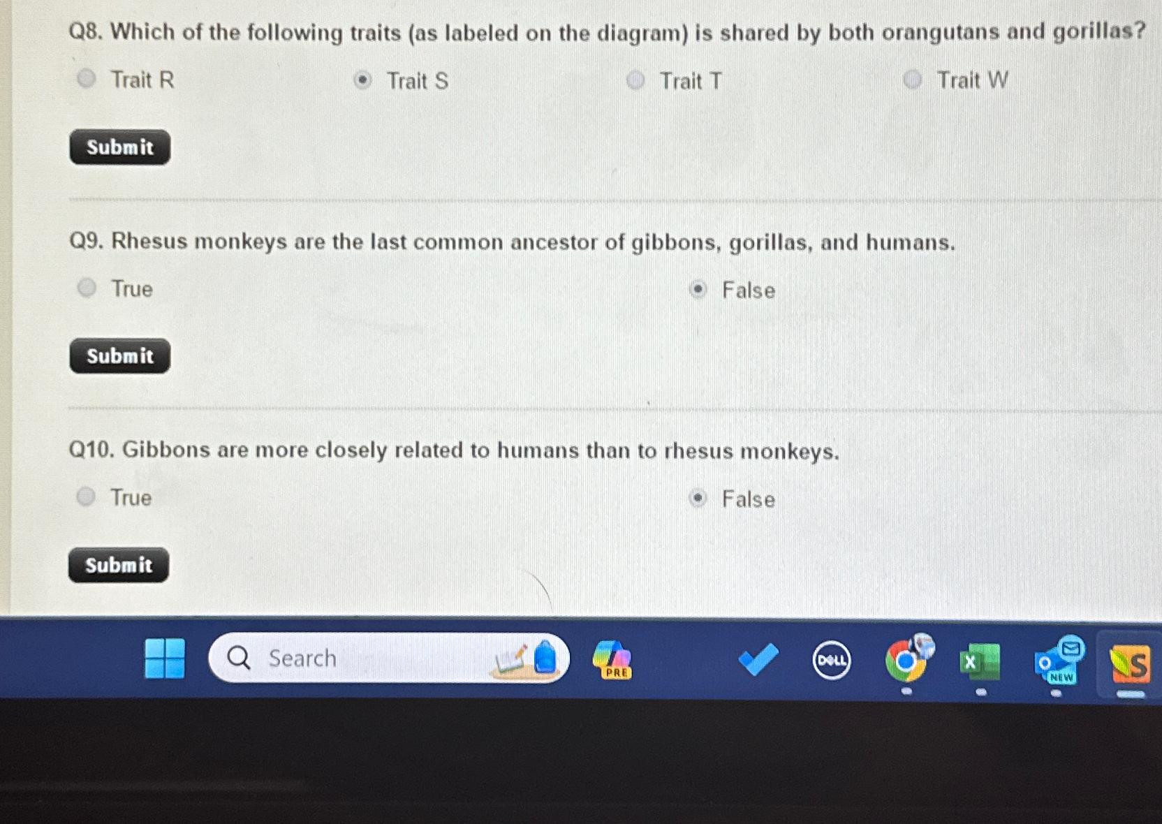 Solved Q8. ﻿Which of the following traits (as labeled on the | Chegg.com