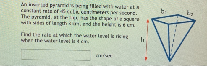 Solved An inverted pyramid is being filled with water at a | Chegg.com