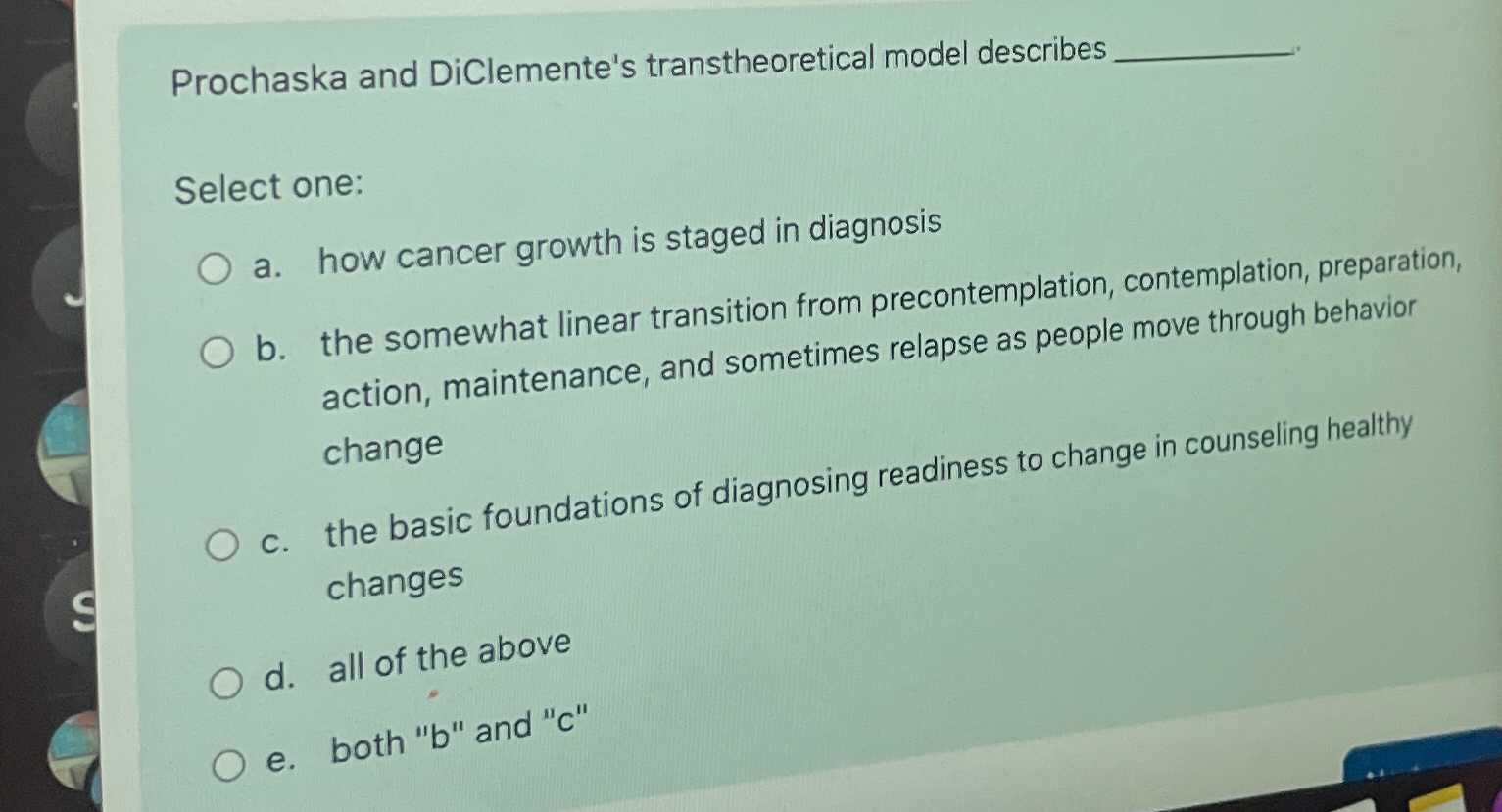 Solved Prochaska and DiClemente's transtheoretical model | Chegg.com