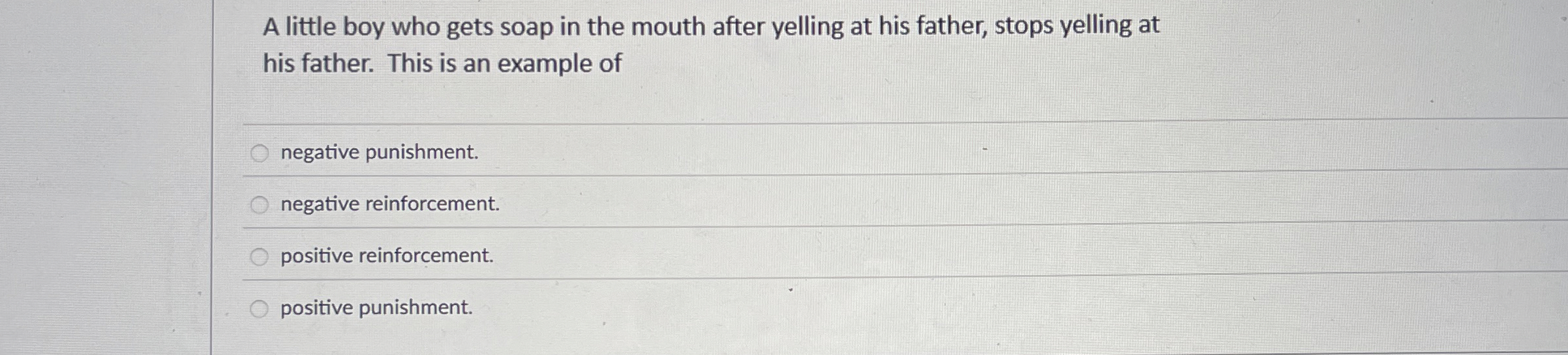 Solved A little boy who gets soap in the mouth after yelling | Chegg.com
