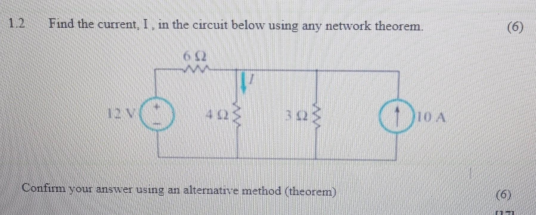Solved Find the current, I, in the circuit below using any | Chegg.com
