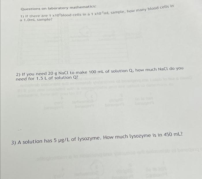 Solved Questions on laboratory mathematics: 1) If there are | Chegg.com