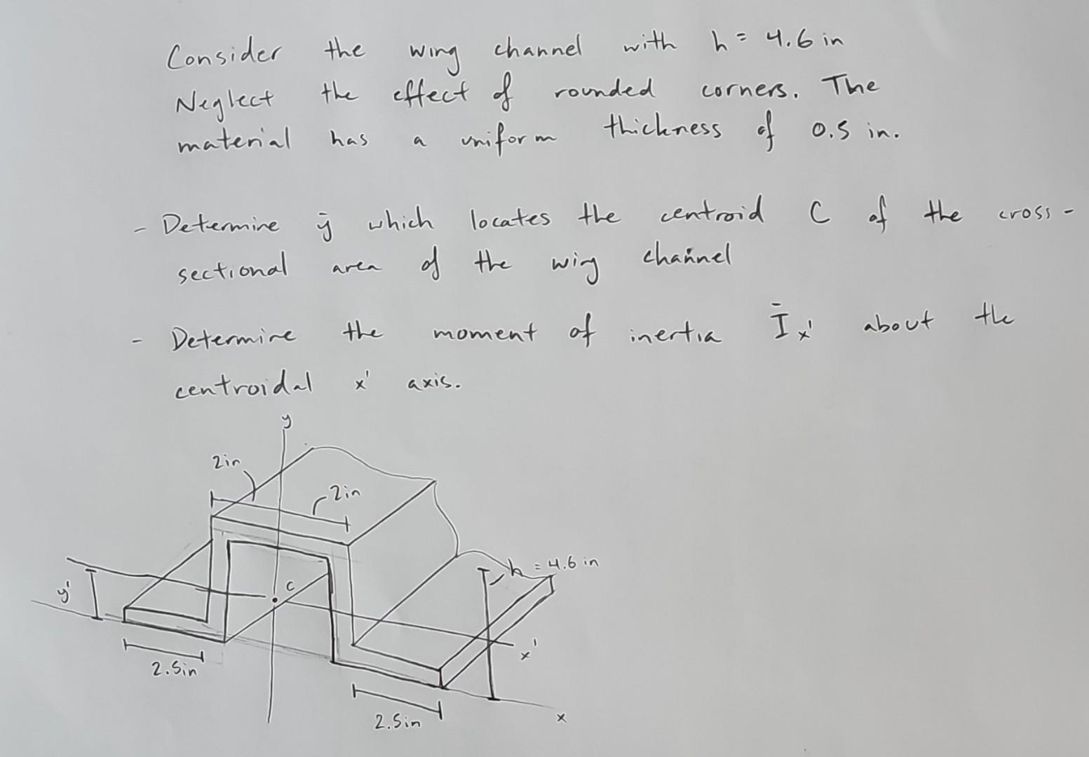 Solved Consider the wing channel with h=4.6 in Neglect the | Chegg.com