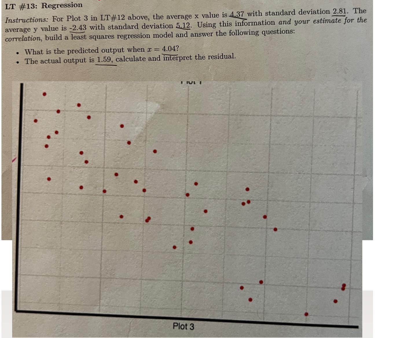 LT #13: RegressionInstructions: ﻿For Plot 3 ﻿in LT#12 | Chegg.com