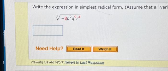 Solved Write the expression in simplest radical form. | Chegg.com