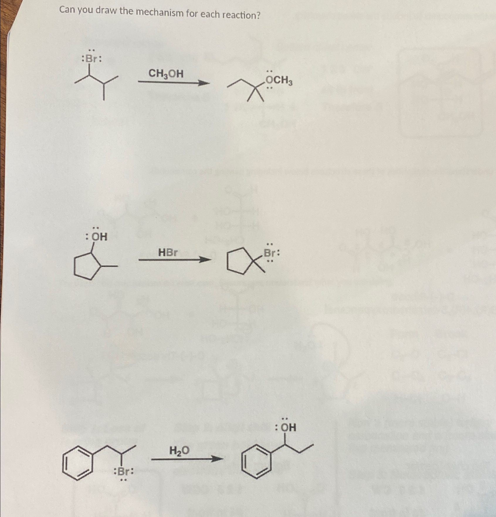 Solved Can you draw the mechanism for each reaction? | Chegg.com