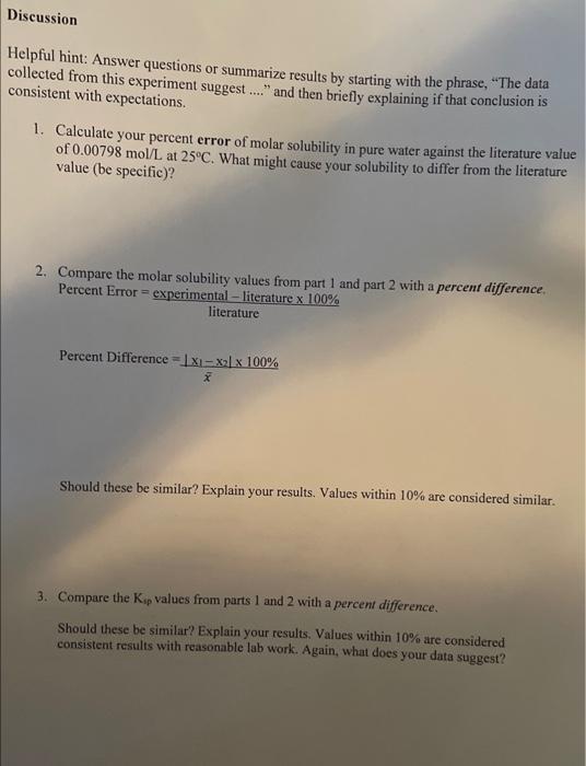 Solved Calculations Part 1 - Calcium Iodate in Pure Water 1. | Chegg.com