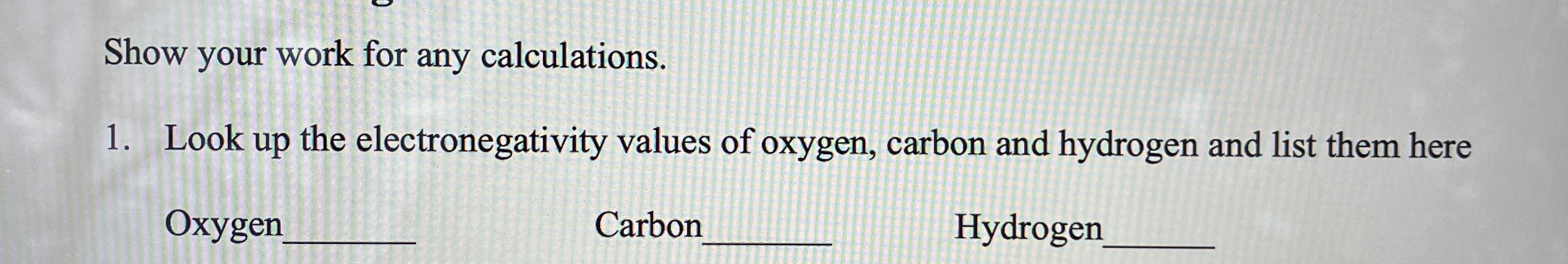 Solved Show your work for any calculations.Look up the | Chegg.com