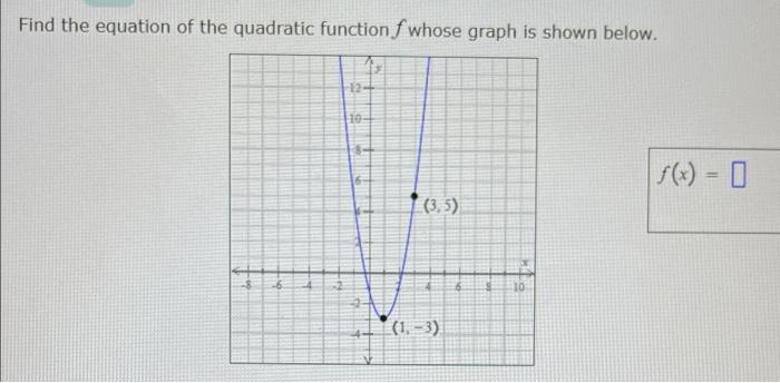 Solved Find the equation of the quadratic function f whose | Chegg.com