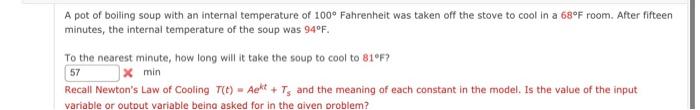Solved A pot of boiling soup with an internal temperature of | Chegg.com