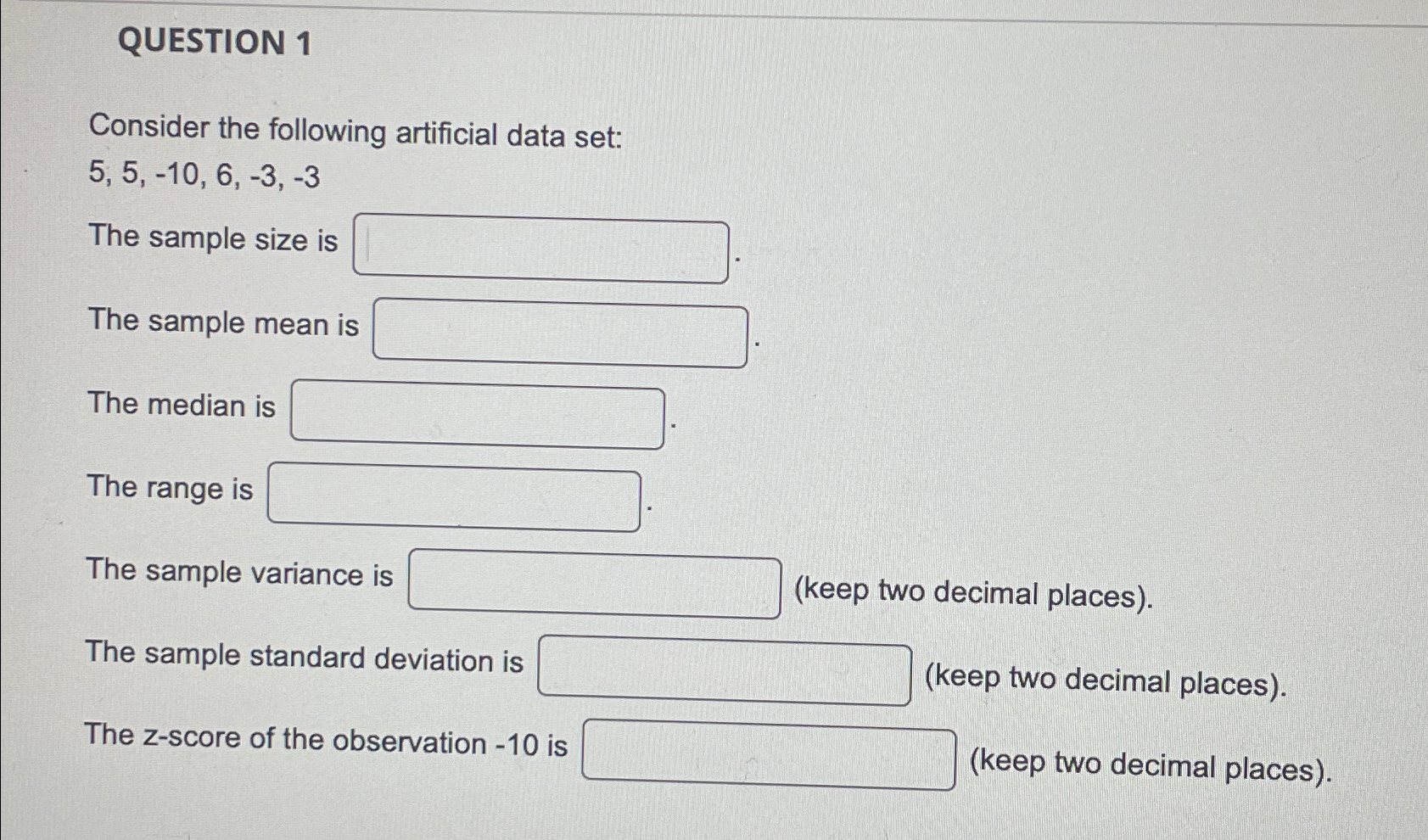 Solved Question 1consider The Following Artificial Data 