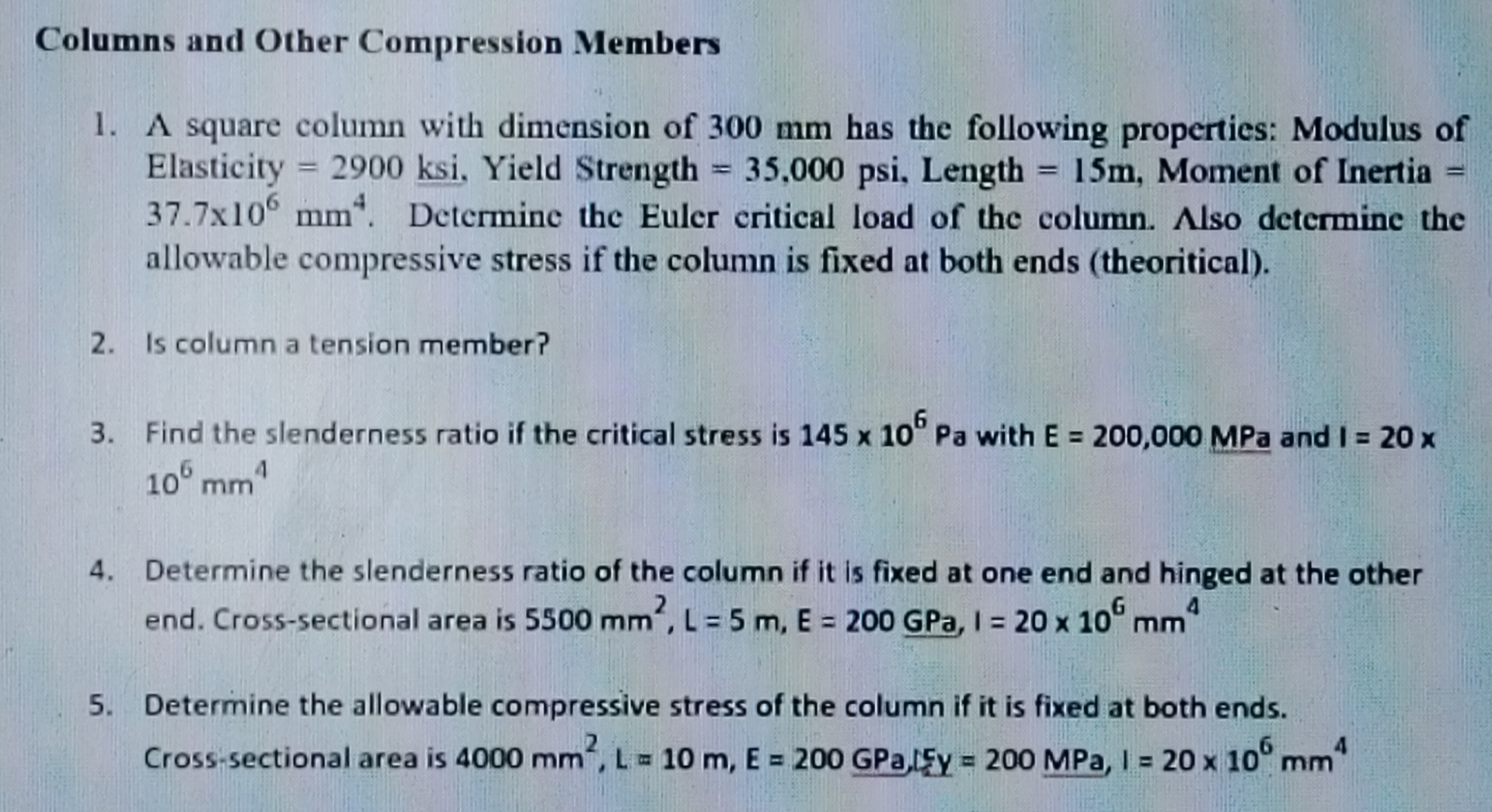Solved Columns and Other Compression MembersA square column | Chegg.com