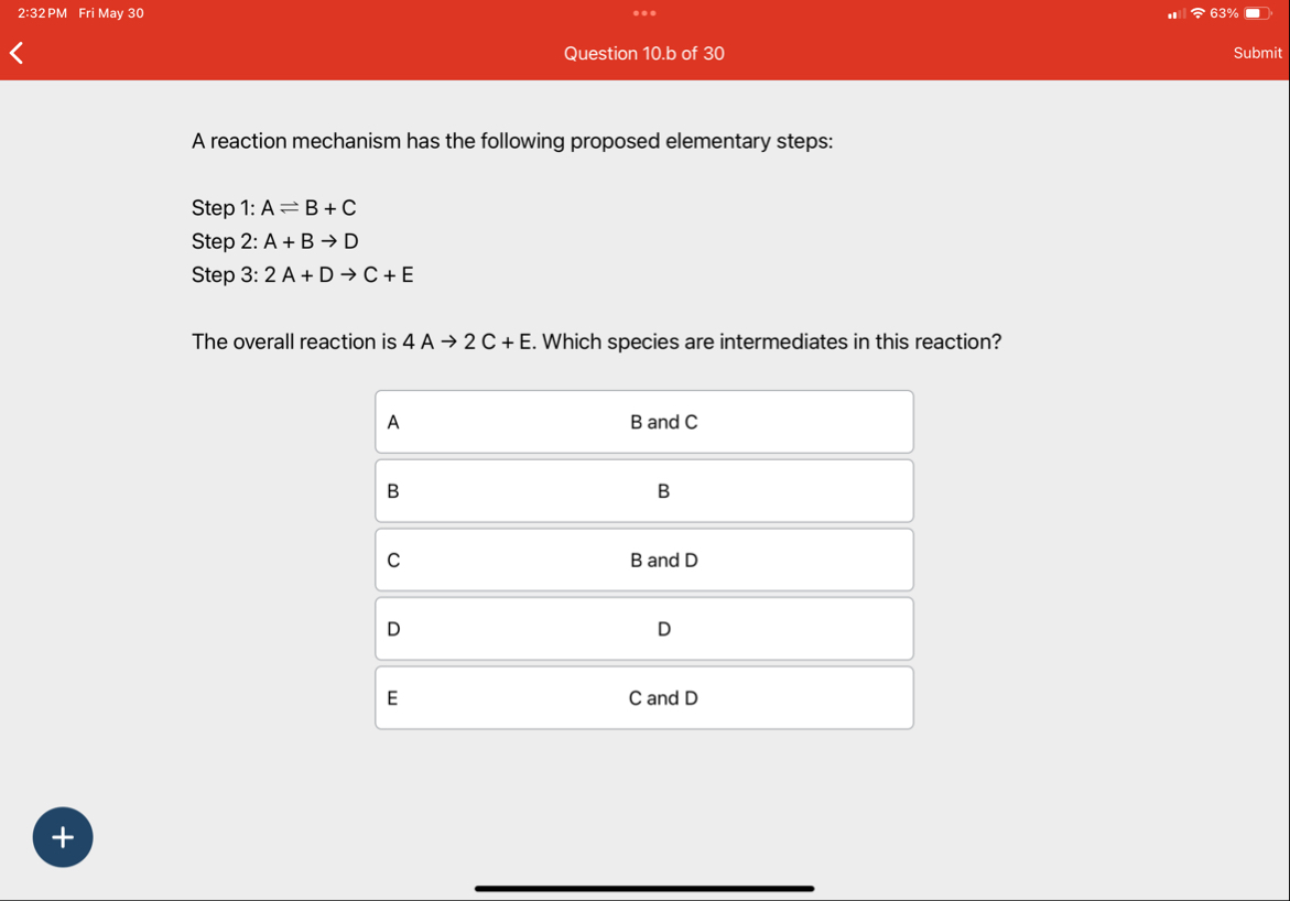 Solved 2:32 ﻿PM Fri May 3063%Question 10.b of 30SubmitA | Chegg.com