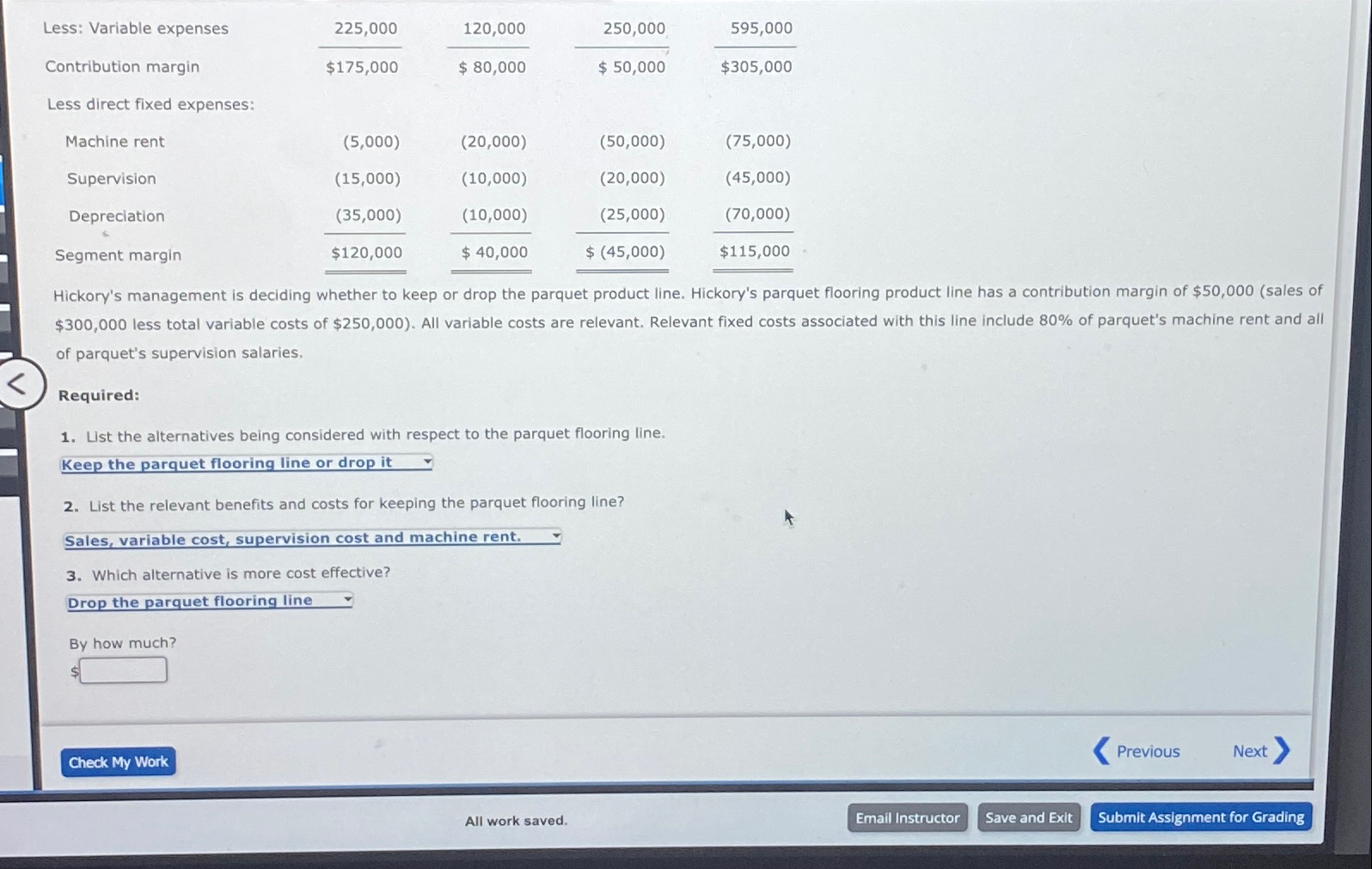 Solved \table[[Less: Variable | Chegg.com