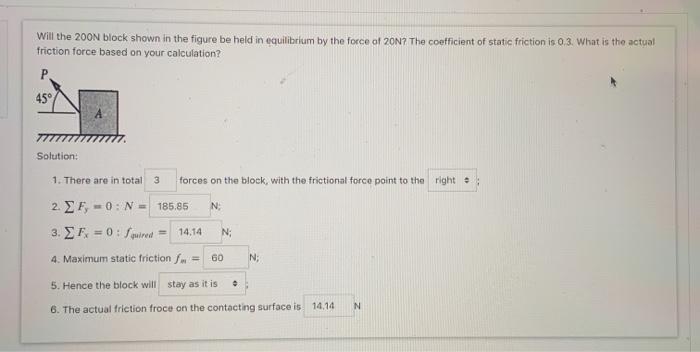 Solved Will the 200N block shown in the figure be held in | Chegg.com
