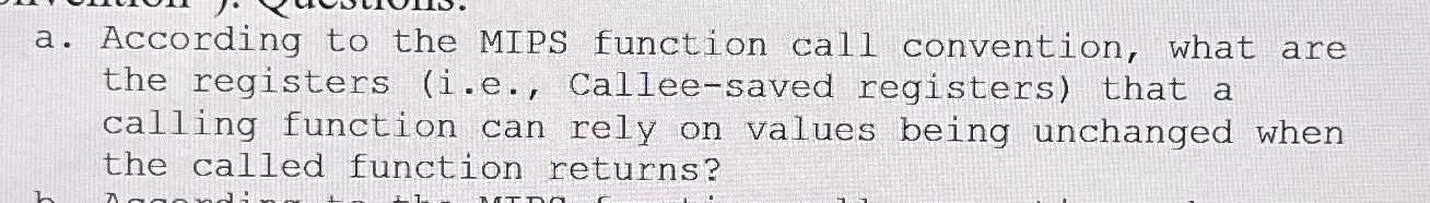 Solved A ﻿according To The Mips Function Call Convention