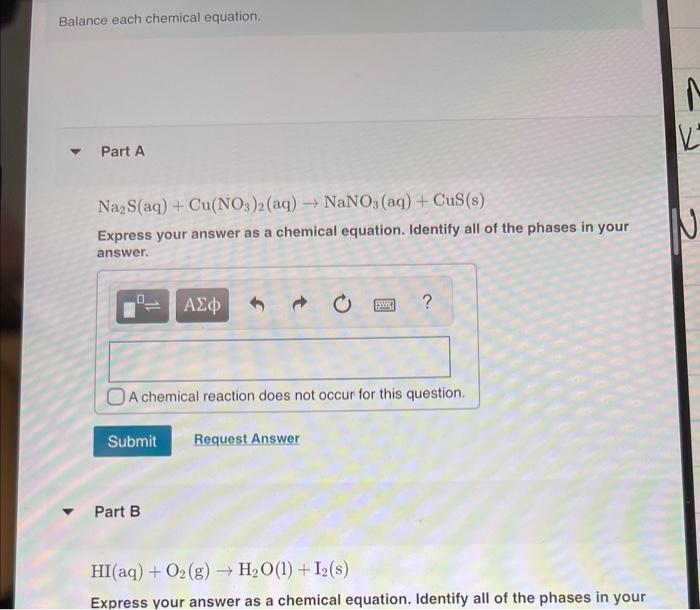 Solved Balance each chemical equation. Part A Na2 | Chegg.com