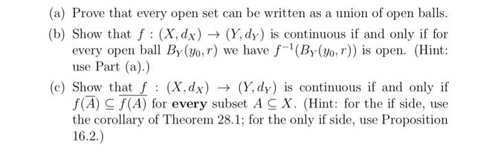 Solved (a) Prove that every open set can be written as a | Chegg.com