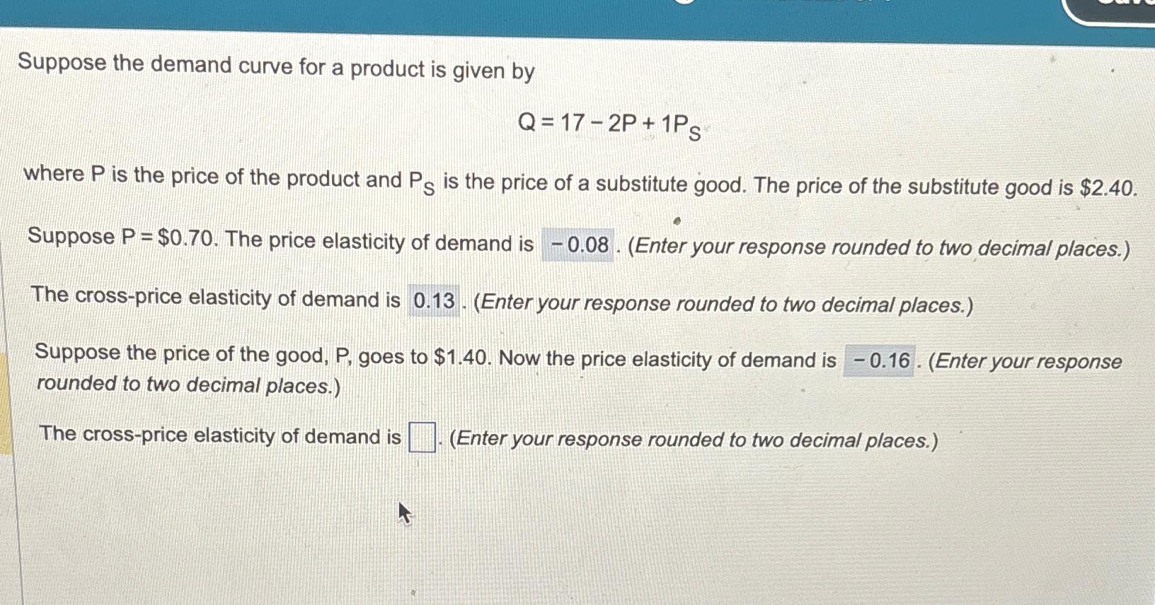 Solved Suppose the demand curve for a product is given | Chegg.com