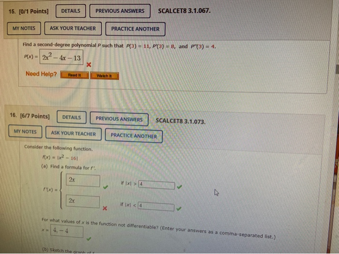 Solved 15. [O/1 Points] DETAILS PREVIOUS ANSWERS SCALCET8 | Chegg.com