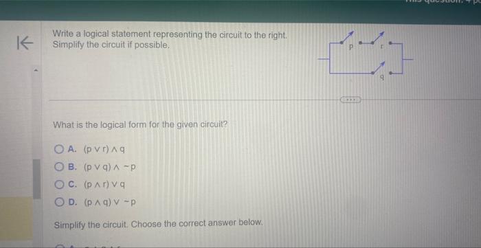 Solved Write a logical statement representing the circuit to | Chegg.com