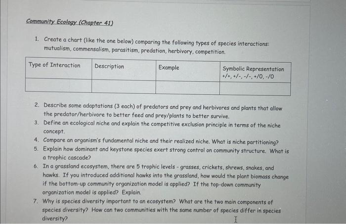 1. Create a chart (like the one below) comparing the | Chegg.com ...
