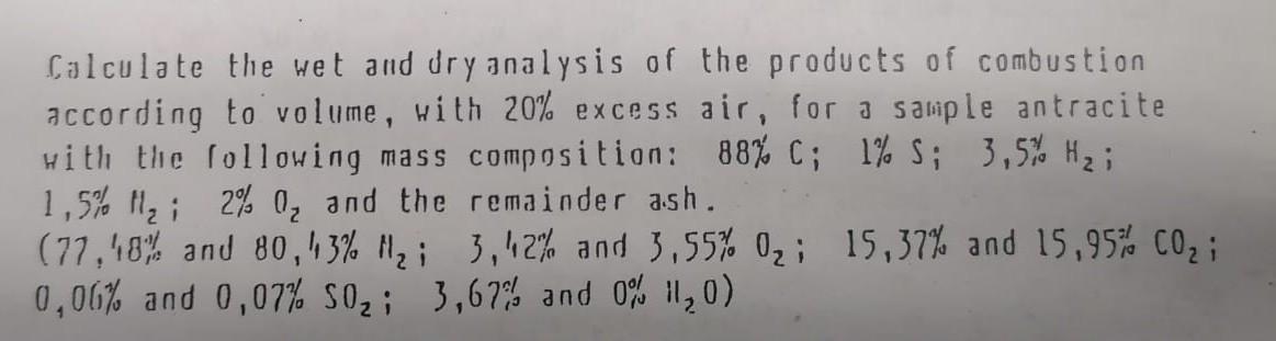 Solved Calculate the wet and dry analysis of the products of | Chegg.com