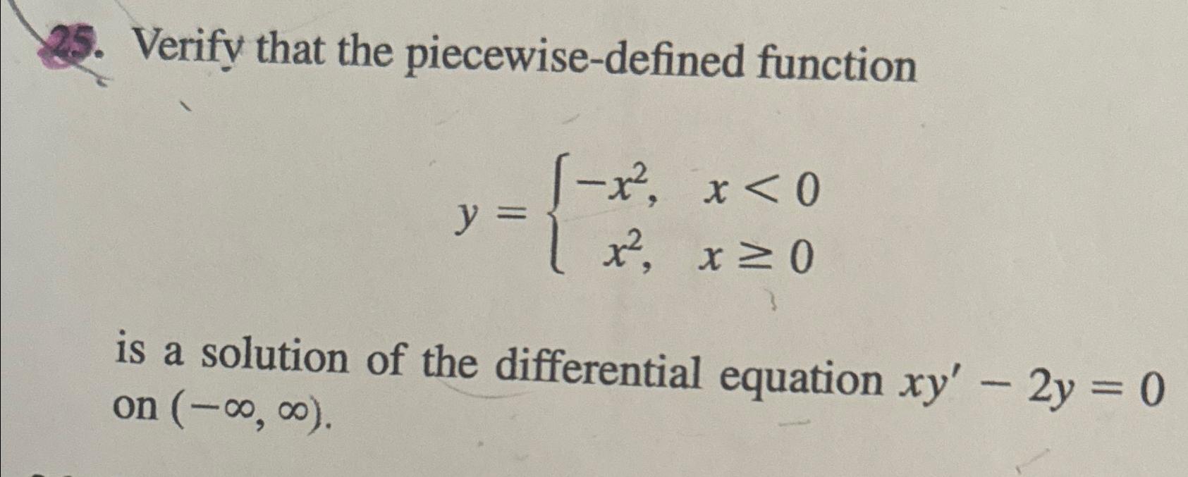 Solved Verify that the piecewise-defined | Chegg.com