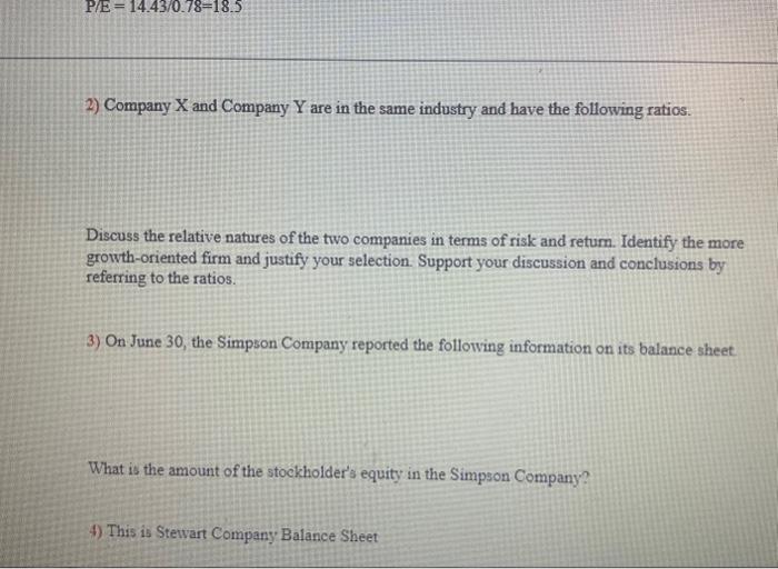 2) Company X and Company Y are in the same industry | Chegg.com