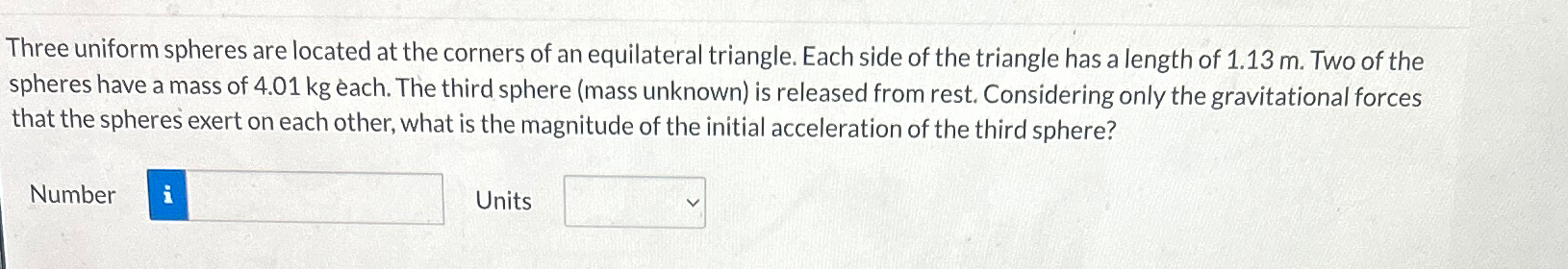 Solved 12Three uniform spheres are located at the corners of | Chegg.com