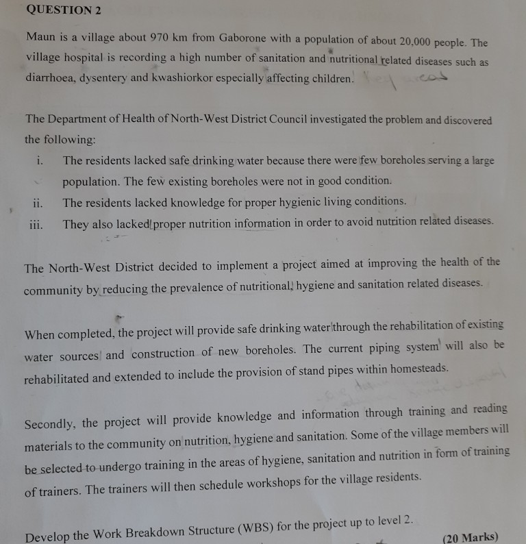 Solved I need to create work breakdown structure for the | Chegg.com