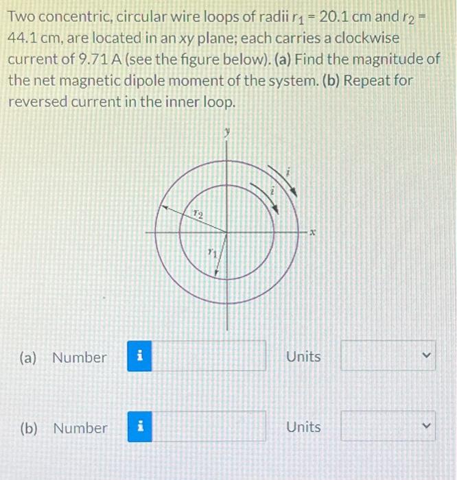 Solved Two concentric, circular wire loops of radii r1=20.1 | Chegg.com
