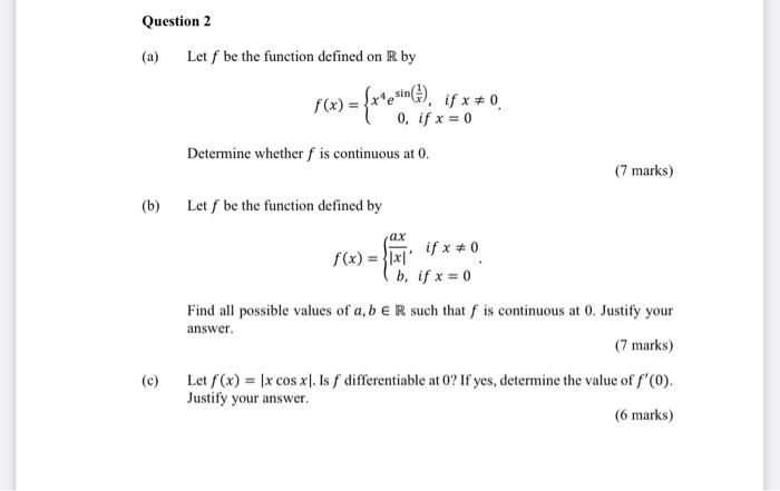 Solved (a) Let f be the function defined on R by | Chegg.com