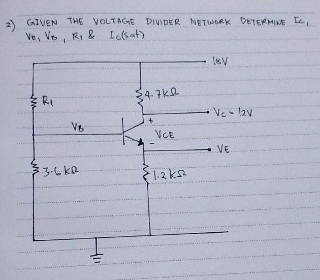 Solved GIVEN THE VOLTAGE DIVIDER NETWORK DETERMINE | Chegg.com