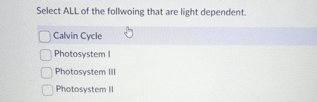 Solved Select ALL of the follwoing that are light | Chegg.com