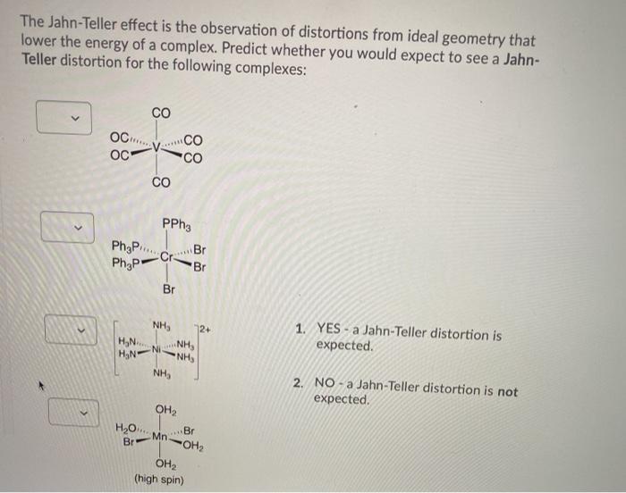 Solved The Jahn-Teller effect is the observation of | Chegg.com