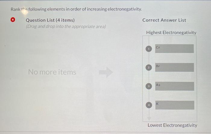 Solved Rank the following elements in order of increasing | Chegg.com