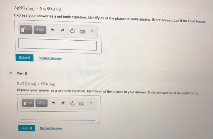 Solved AgNO3(aq) + Na2SO4(aq) Express your answer as a net | Chegg.com