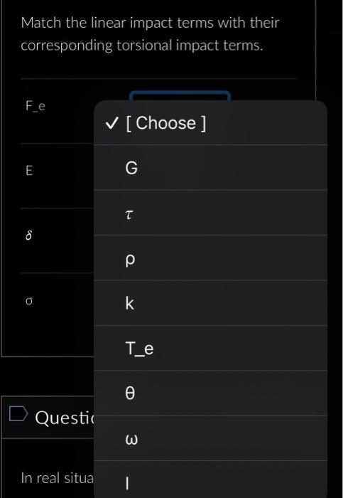 Solved Match the linear impact terms with their | Chegg.com