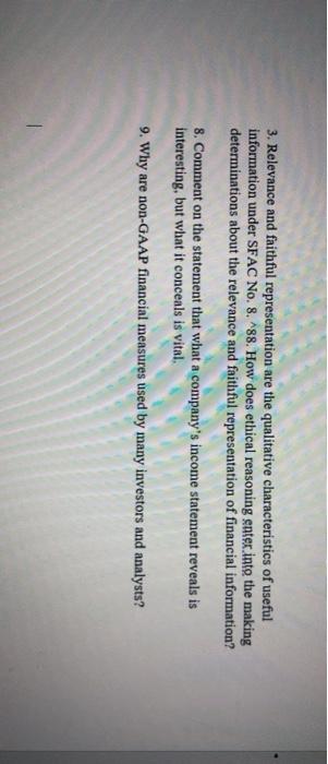 Solved 3. Relevance and faithful representation are the | Chegg.com